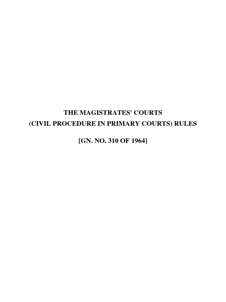 The Magistrates' Courts (Civil Procedure in Primary Courts) Rules | PDF ...