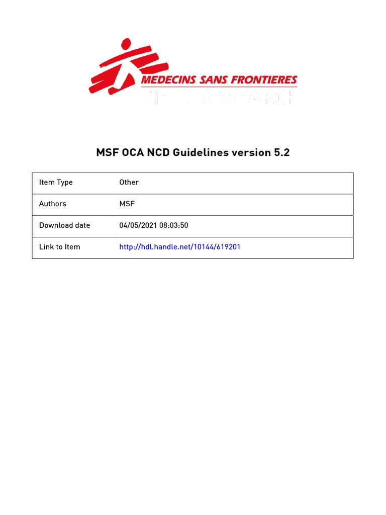 MSF OCA NCD Guidelines v5.2 2020 | PDF | Non Communicable Disease ...