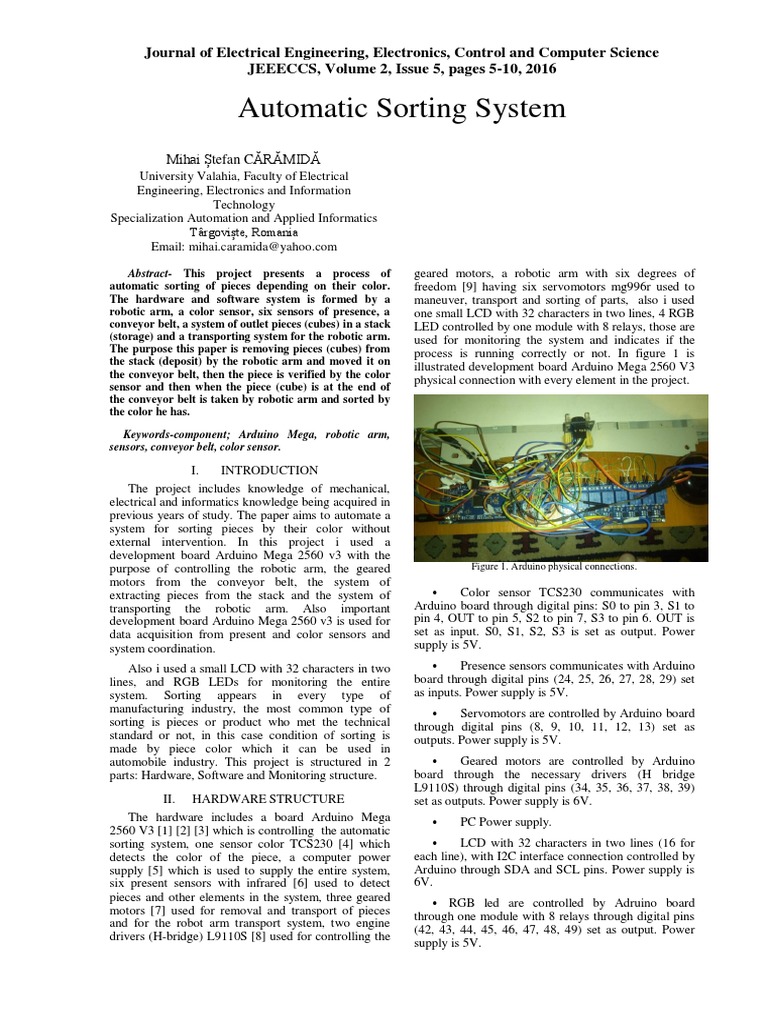 Automatic Sorting System | PDF | Arduino | Rgb Color Model