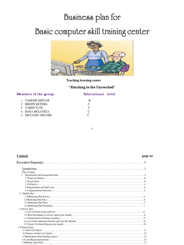 Business Plan for CPU Basic Computer Training Center in Kombolcha ...
