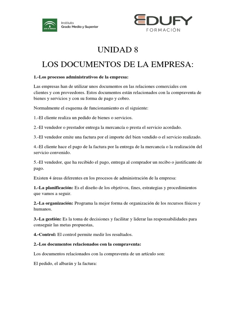 Unidad 8 Los Documentos de La Empresa | PDF | Cheque | Pagos