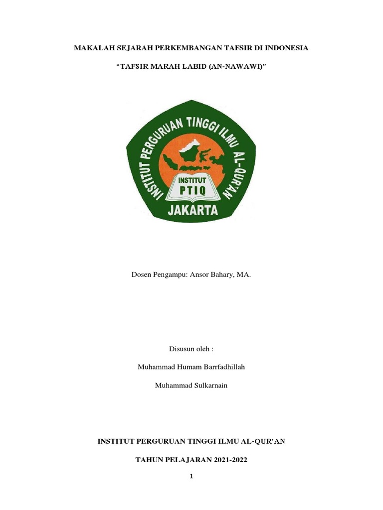 Tafsir Marah Labid (An-Nawawi) | PDF