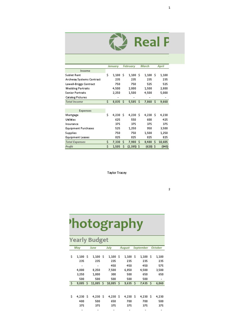 Real Photography: Yearly Budget | PDF | Lease | Urban