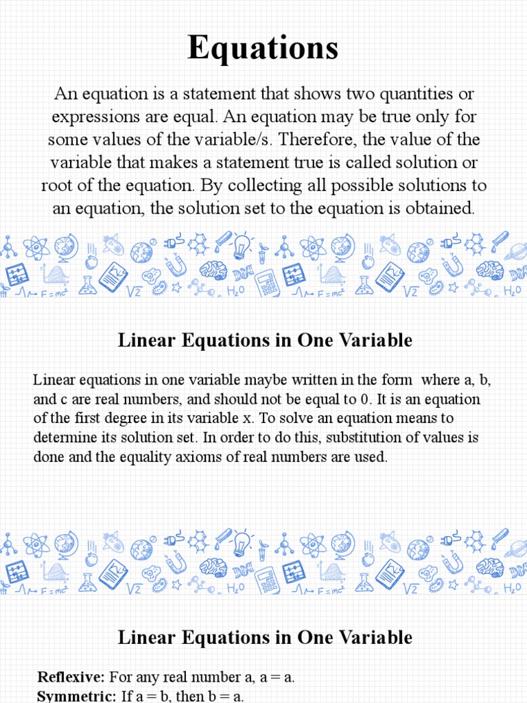 7 Linear Equations and Inequalities in One Variable | Download Free PDF ...