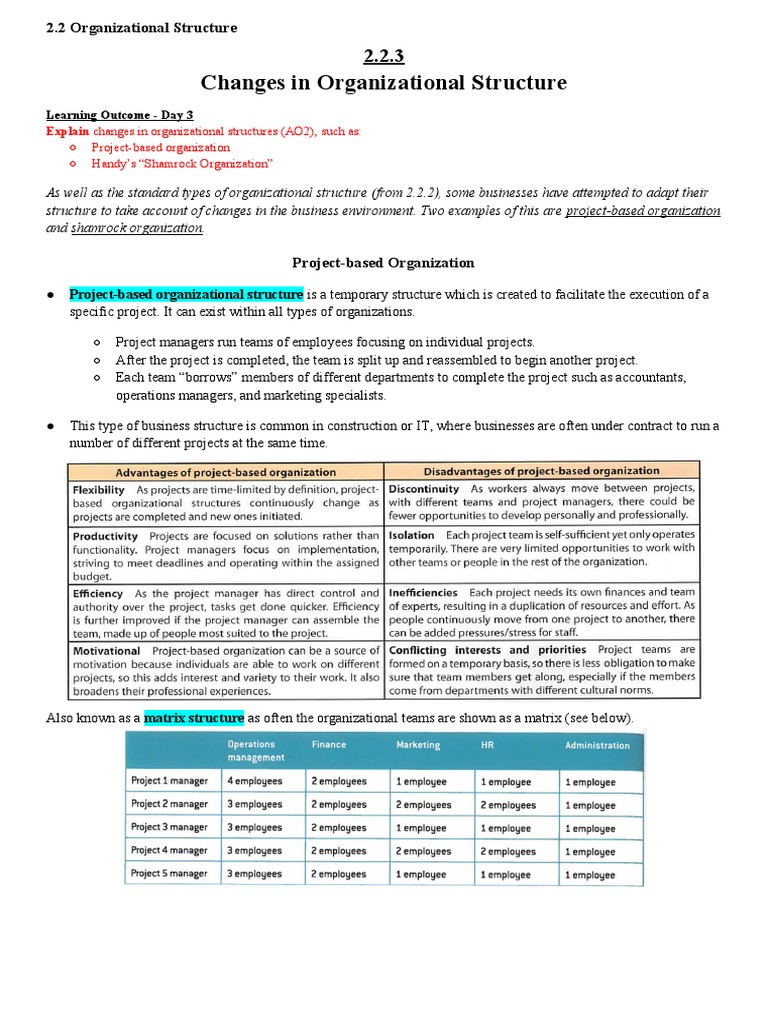 Changes in Organizational Structure: Project-Based Organization Handy's ...