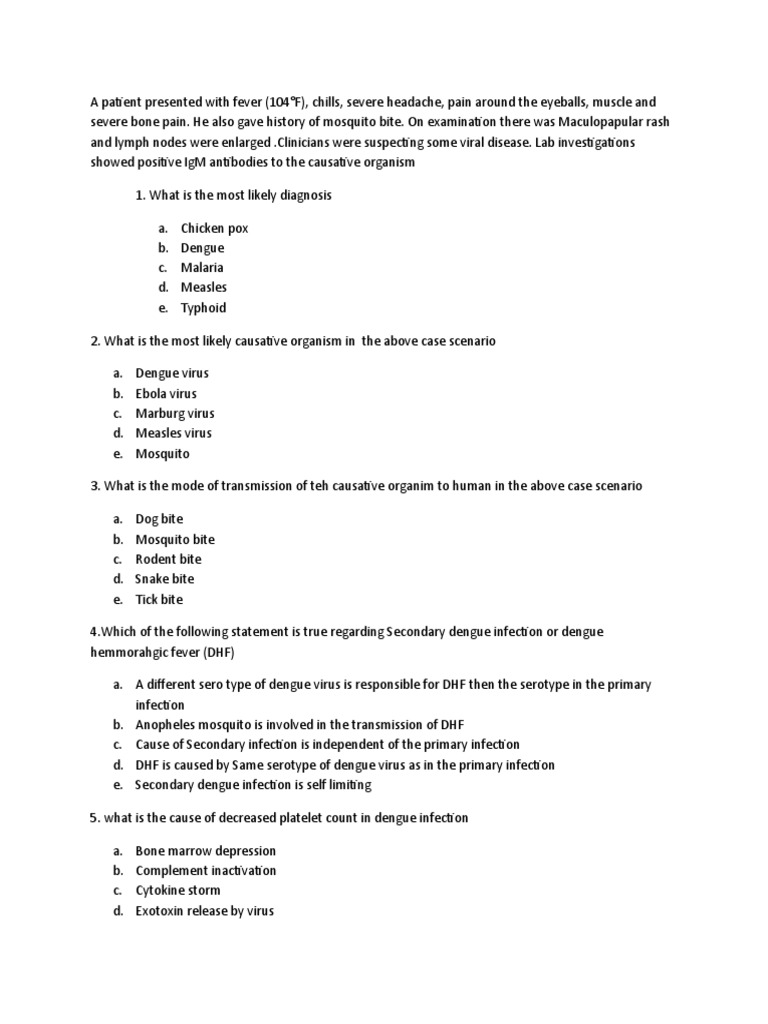 Dengue Mcqs For Students | PDF | Organisms | Microbiology