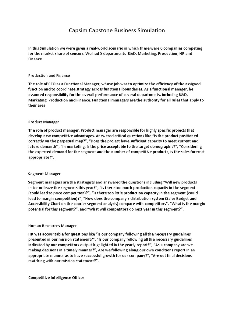 Capsim Capstone Business Simulation | Download Free PDF | Book Value ...