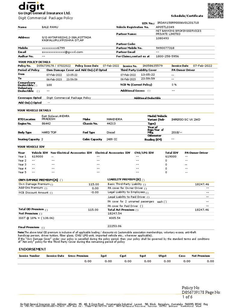 Bale Ramu Removed | PDF | Insurance | Liability Insurance