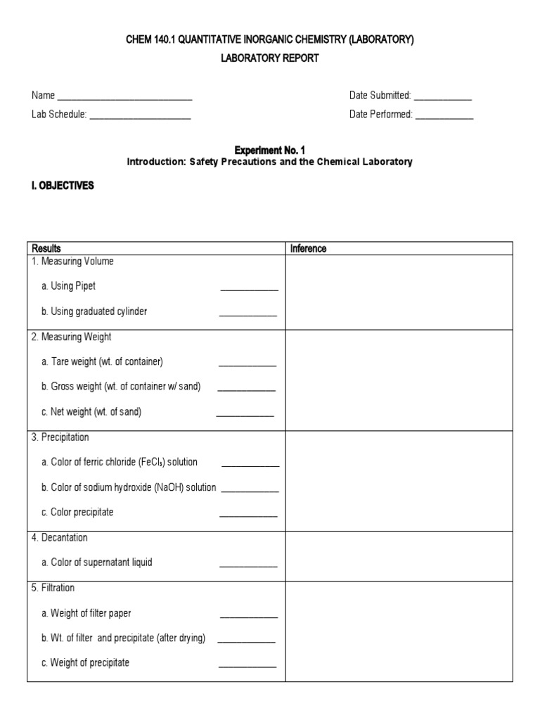 Chemistry Lab Safety Precautions | PDF | Science & Mathematics