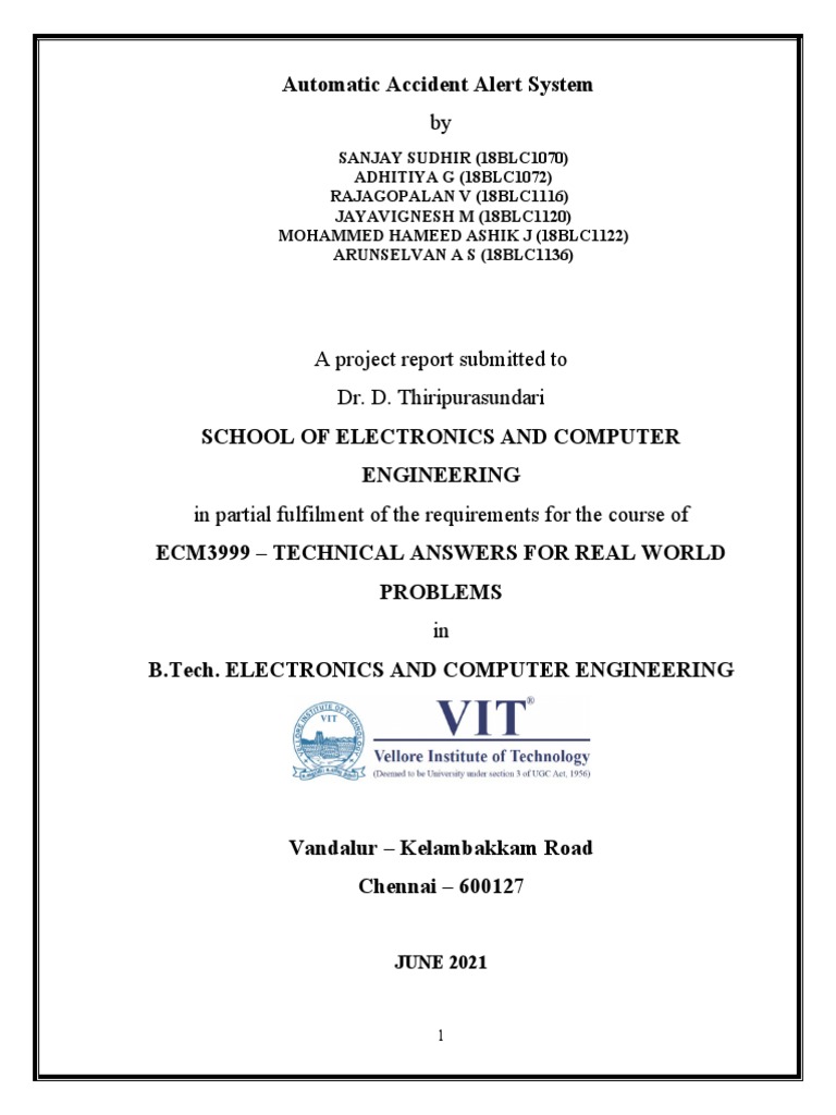 TARP Automatic Accident Alert System | PDF | Electronics ...