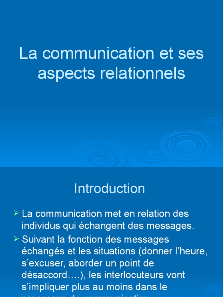 La Communication Et Ses Aspects Relationnels | PDF | la communication | Cognition