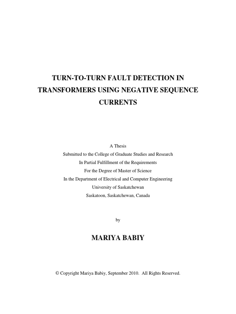 Turn-To-Turn Fault Detection in Transformers Using Negative Sequence Currents | PDF | Electric ...