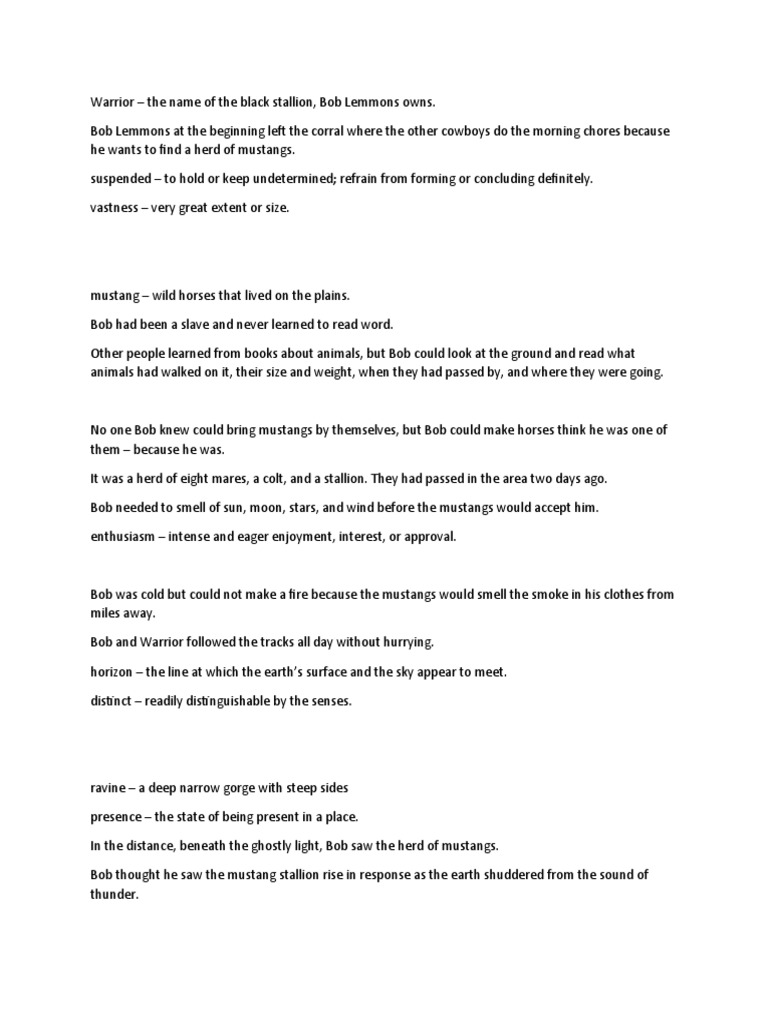 Black Boy Wild Horses Notes | PDF | Mustang | Horse Gait