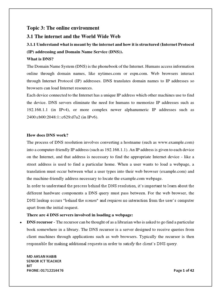 Topic 3: The Online Environment 3.1 The Internet and The World Wide Web ...