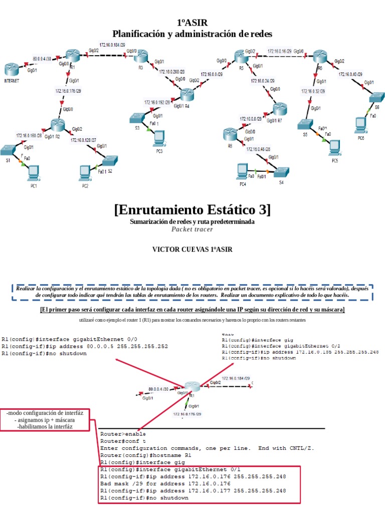 Enrutamiento Estático 3 Victor | PDF | Enrutador (Computación) | Dirección IP