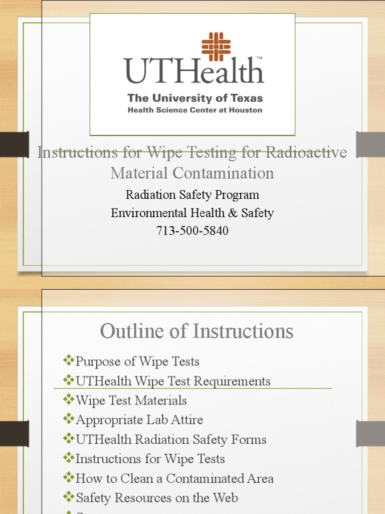 Instructions For Wipe Testing For Radioactive Material Contamination ...