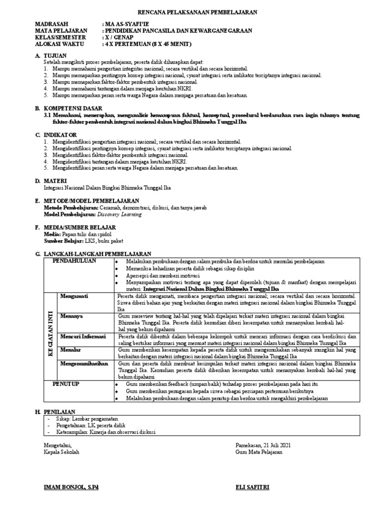 RPP PPKN KELAS X | PDF