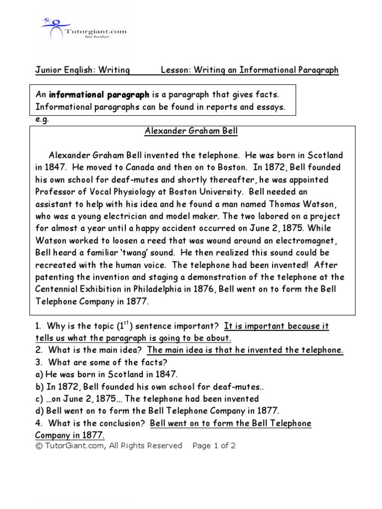 420-Writing an Informational Paragraph