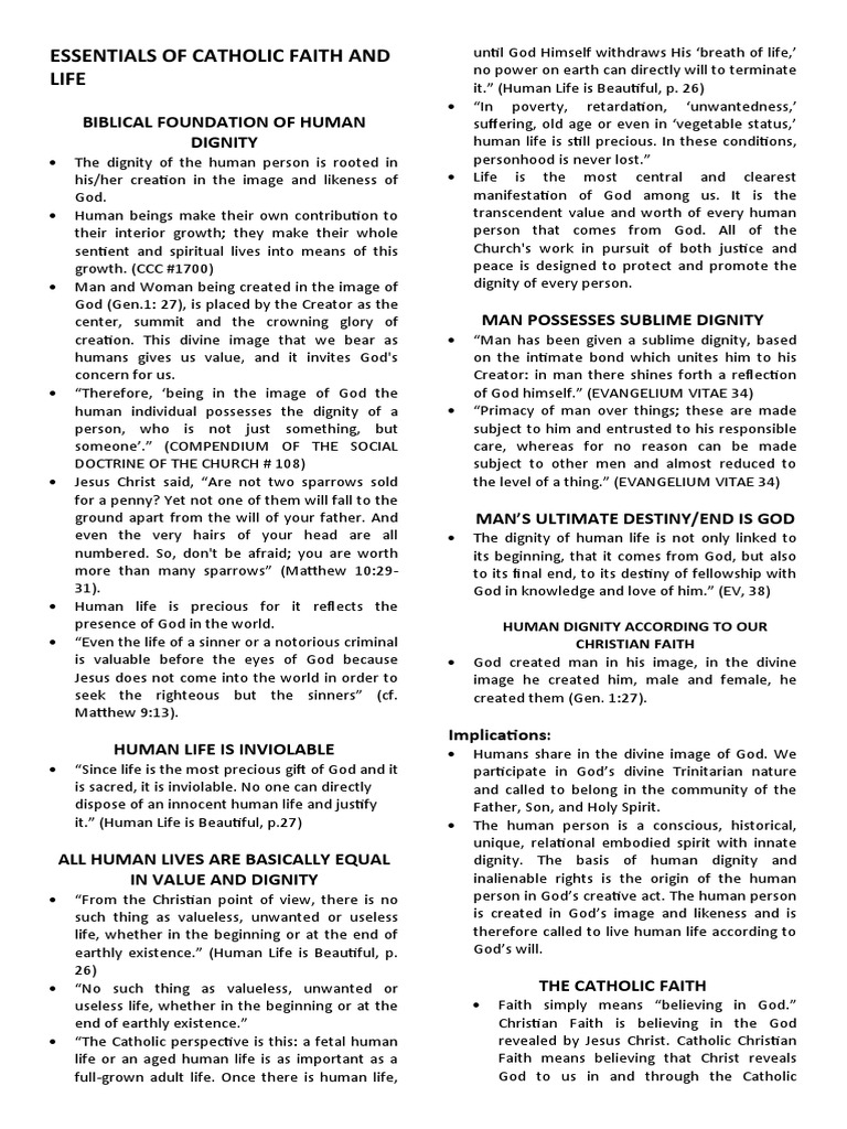 Essentials of Catholic Faith and Life: Biblical Foundation of Human ...