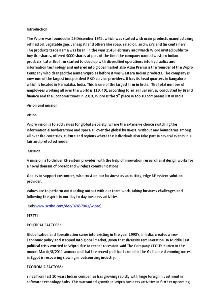 An In-Depth Analysis of Wipro Limited: Exploring the Vision, Mission ...