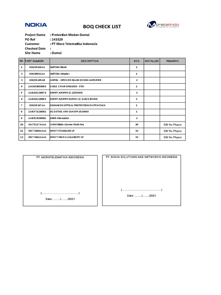 Boq Check List | PDF