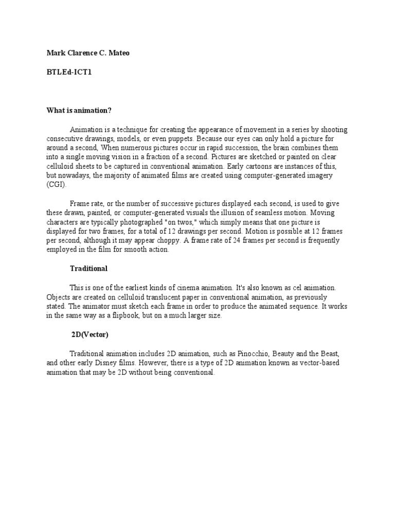 Animation Reaction Paper. Mark Clarence C. Mateo | PDF | Animation ...