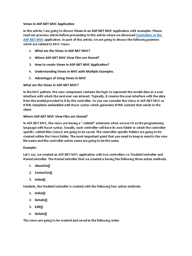 Views in ASP - NET MVC | PDF | Computer File | Active Server Pages