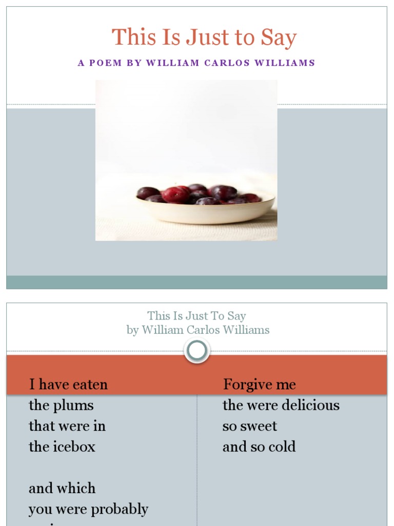 This Is Just To Say | PDF