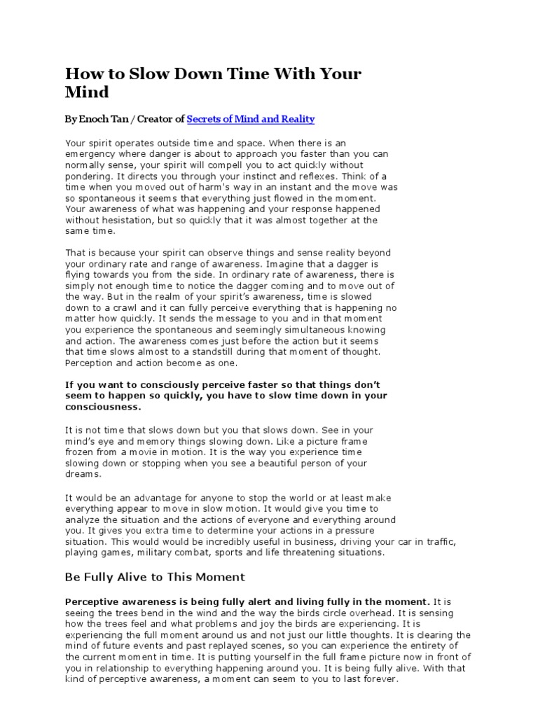How To Slow Down Time With Your Mind | PDF | Time | Consciousness