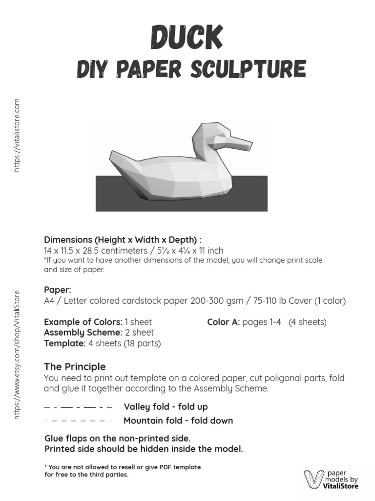 Duck DIY Paper Sculpture | PDF | Paper | Publishing