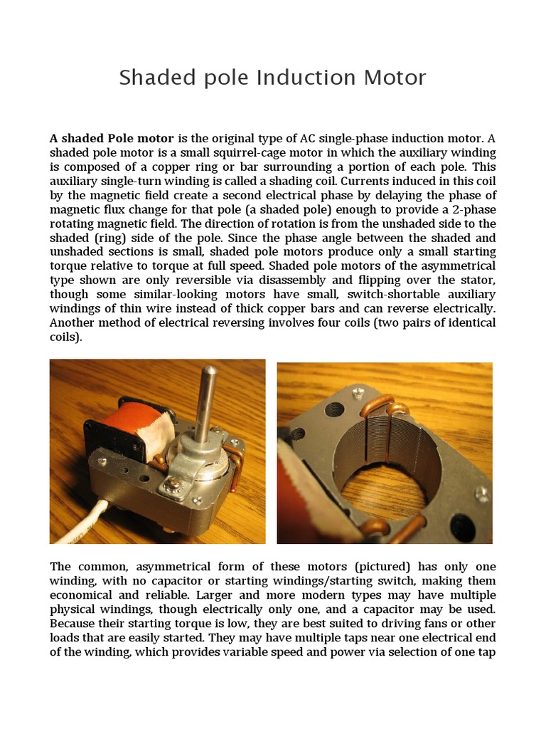 Shaded Pole Induction Motor | PDF | Electric Motor | Electromagnetic ...