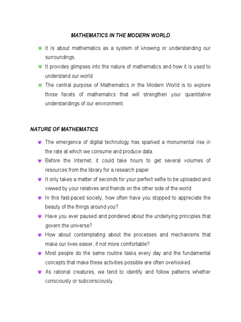 Mathematics in The Modern World | PDF | Science & Mathematics