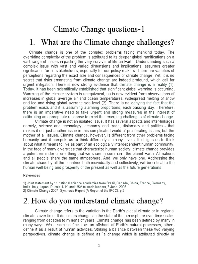Climate Change Questions 1 | PDF | Climate Change | Greenhouse Gas