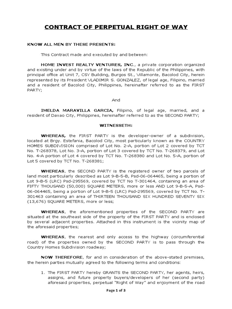 Perpetual Right of Way | PDF | Government | Law And Economics