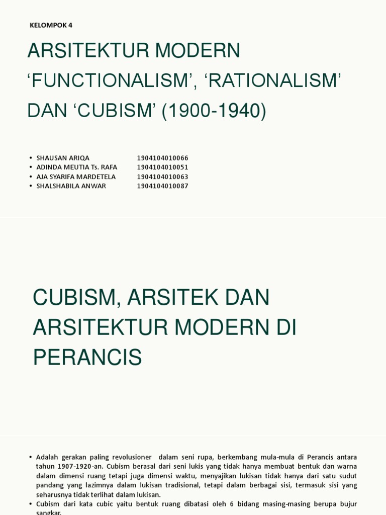 Kelompok 4 Arsitektur Modern Functionalism', Rationalism' Dan Cubism ...