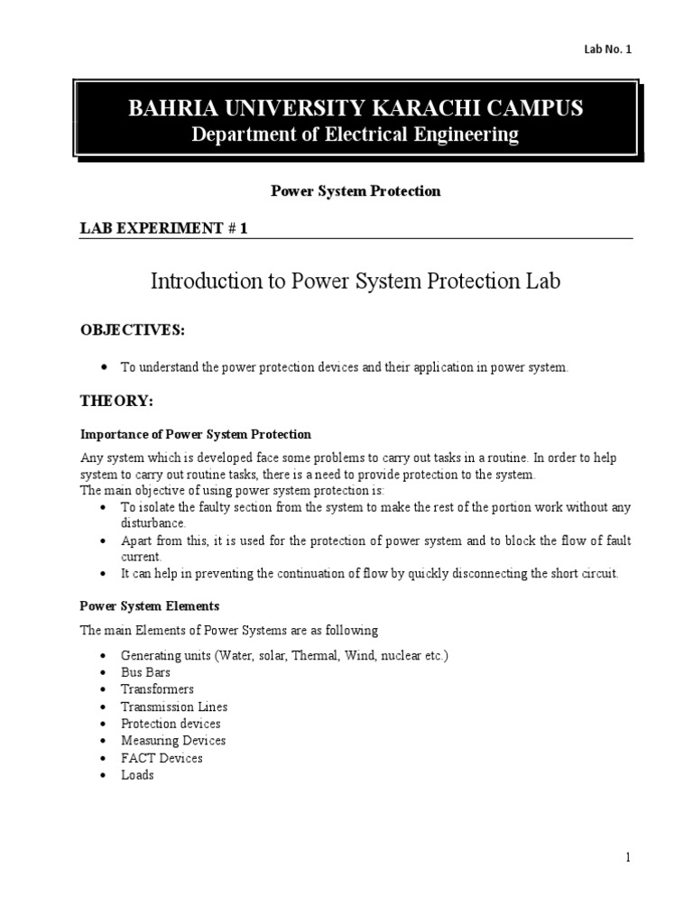 Lab 1 Introduction To Power System Protection | PDF | Transformer ...