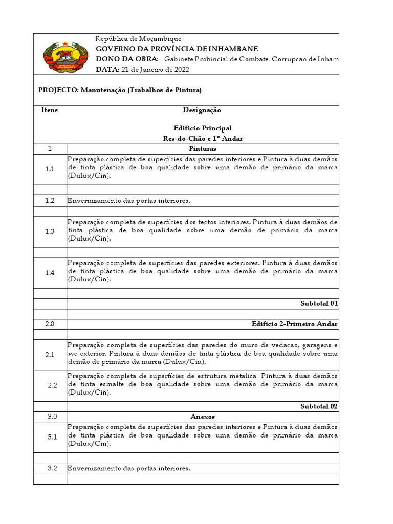 Mapa de Quantidades Edificios | PDF | Tinta | Técnicas artísticas