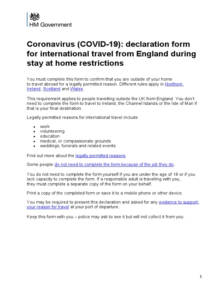 Declaration Form For International Travel 2 | PDF | Government | Justice