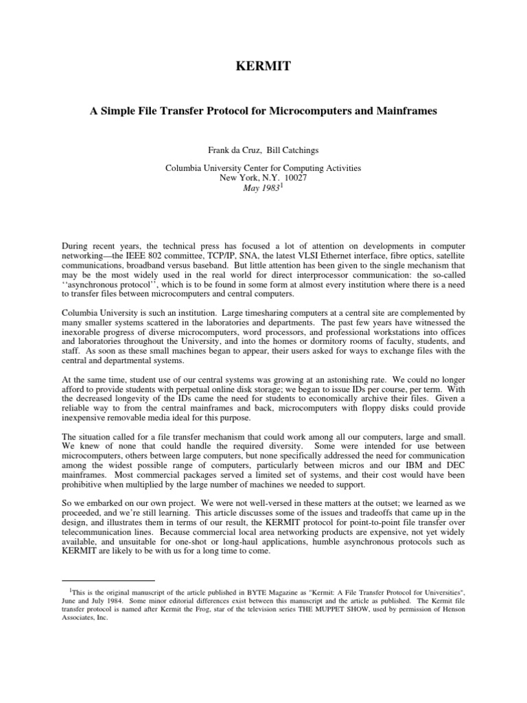Kermit | PDF | Transmission Control Protocol | Ascii