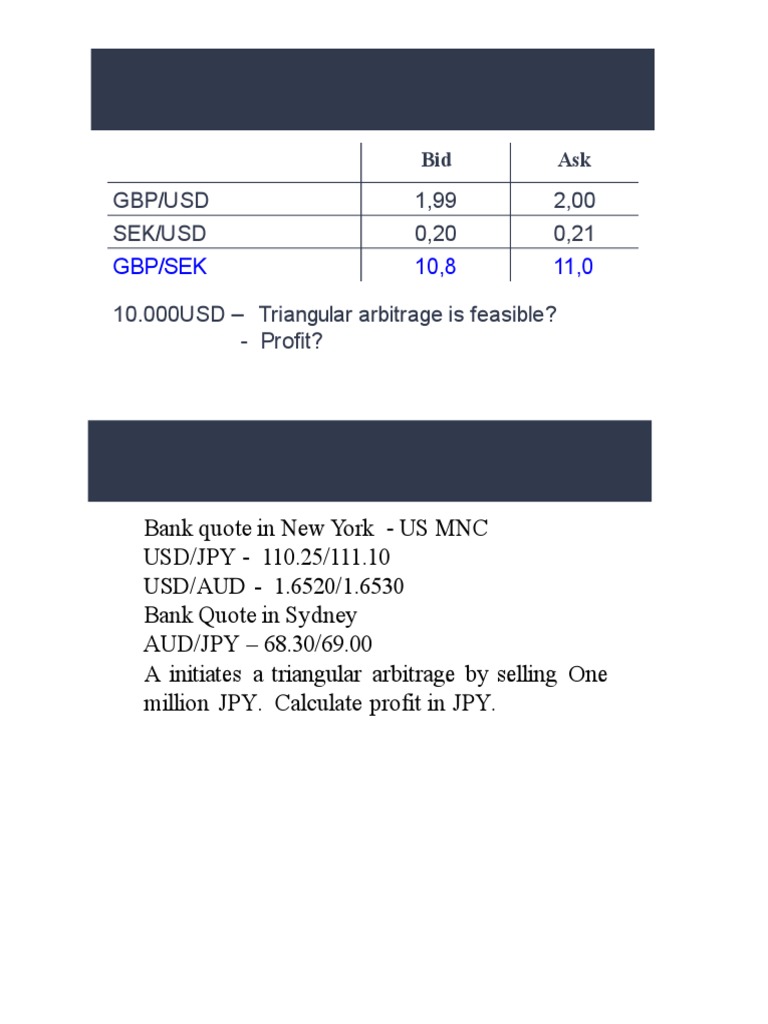 Triangular Arbitrage Exercices | PDF