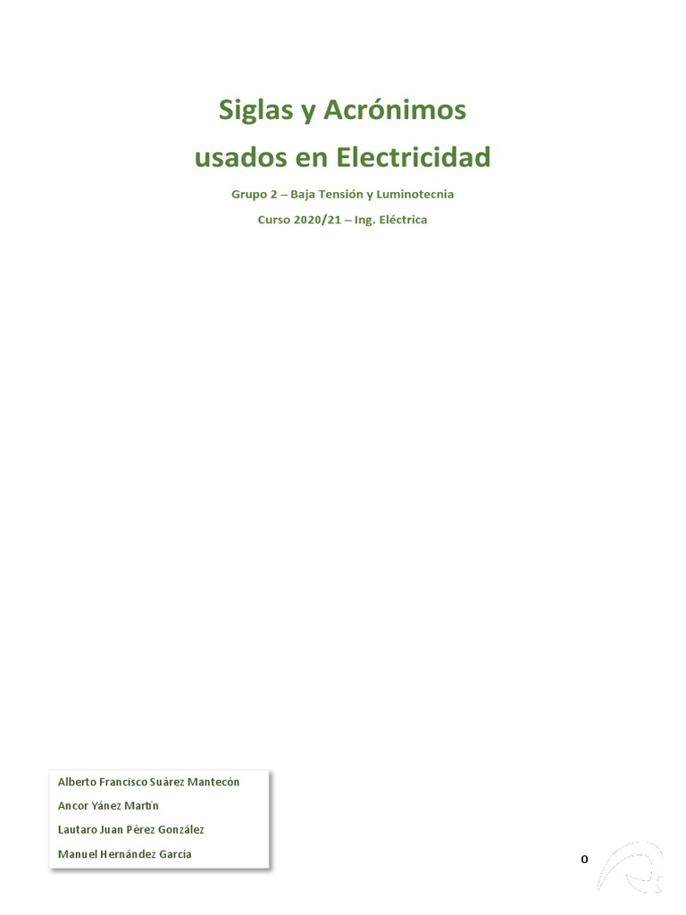 Siglas y Acrónimos BT | PDF | Energia electrica | Impedancia eléctrica