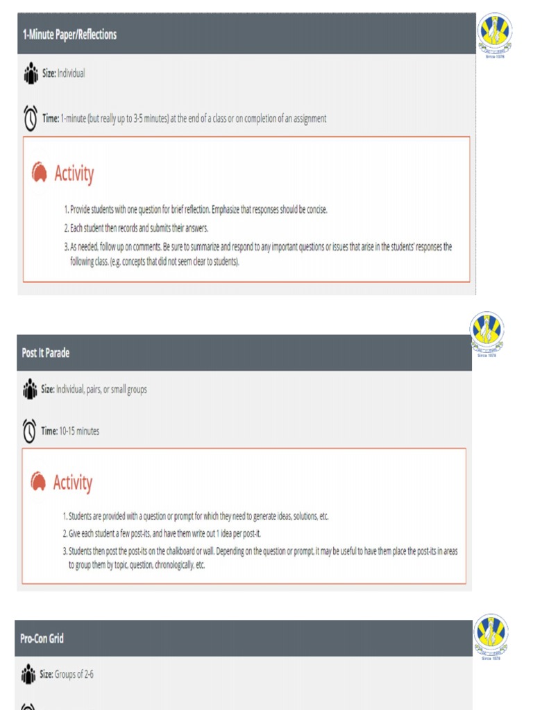 Active Learning Activities (Handout) | PDF