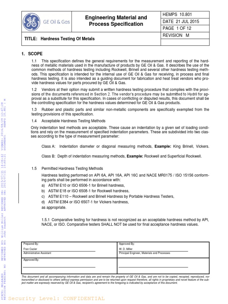 Hardness Test Spec | PDF | Hardness | Heat Treating