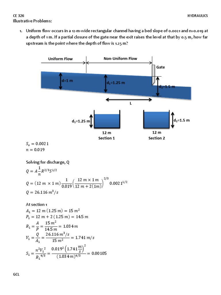 Gate Non-Uniform Flow Uniform Flow: CE 326 Hydraulics | PDF | Continuum ...