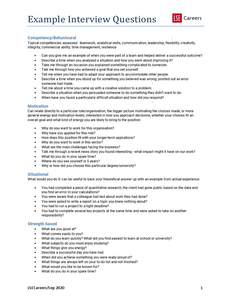 LSE Interview Preparation Guide | PDF | Motivational | Motivation