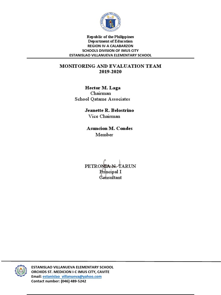 Organized M&E Team With TOR | PDF | Monitoring And Evaluation | Evaluation