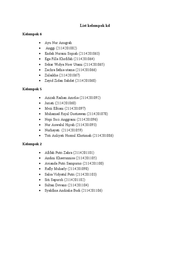 Nama Kelompok KDK | PDF