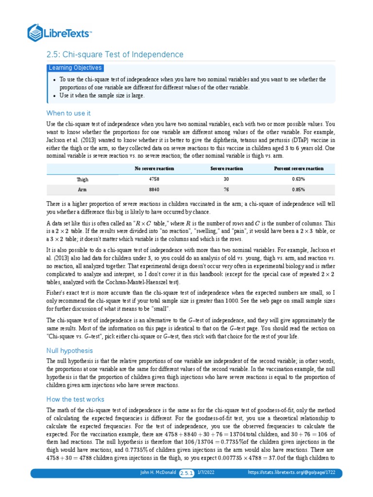 Chi-Square Test of Independence Guide | PDF | Statistical Hypothesis ...