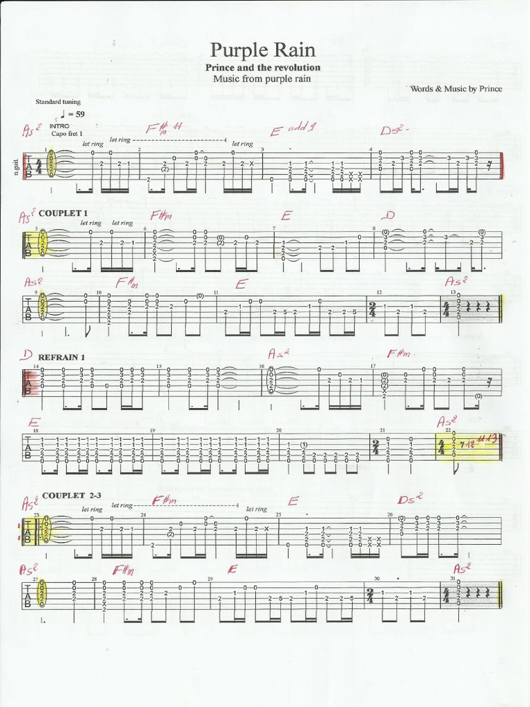 Prince-Purple Rain Tabs | PDF
