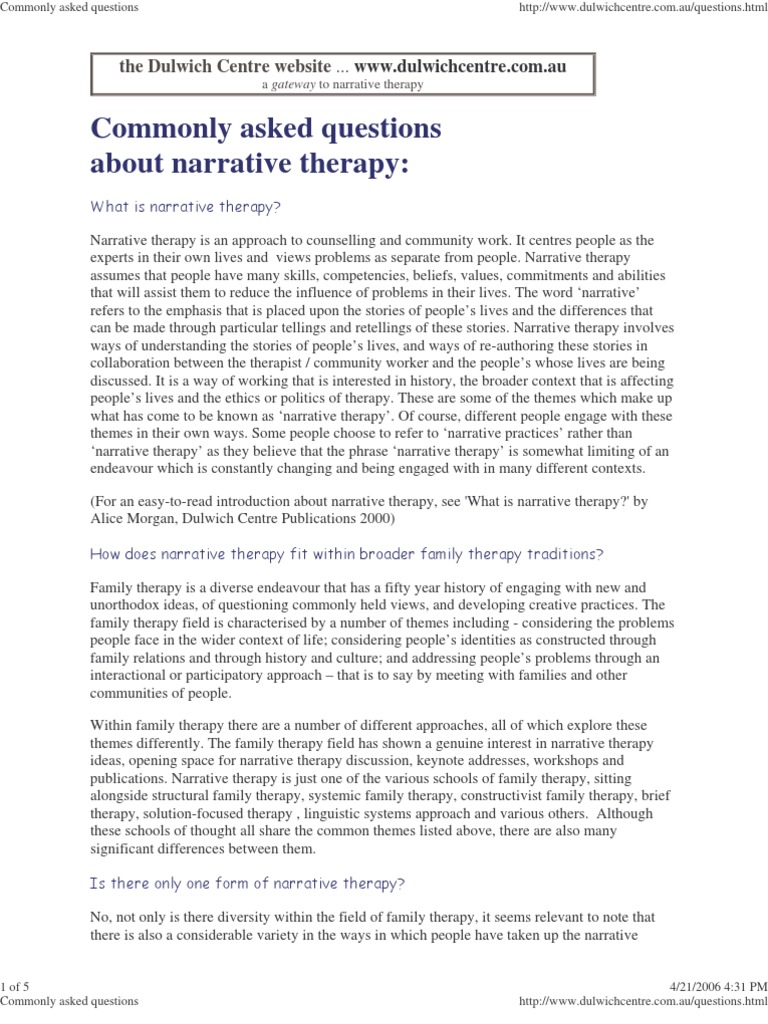Introduction to Narrative Therapy | PDF | Family Therapy | Narrative